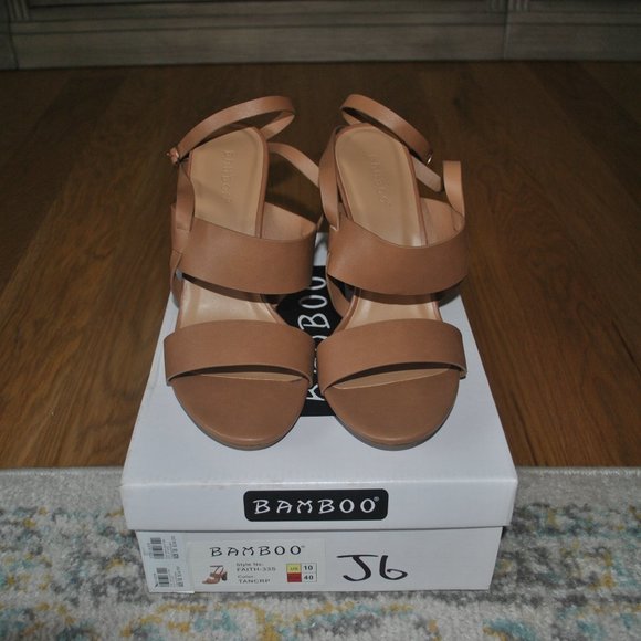 BAMBOO | Shoes | New Bamboo Faith Tan Chunky Heel Size | Poshmark
